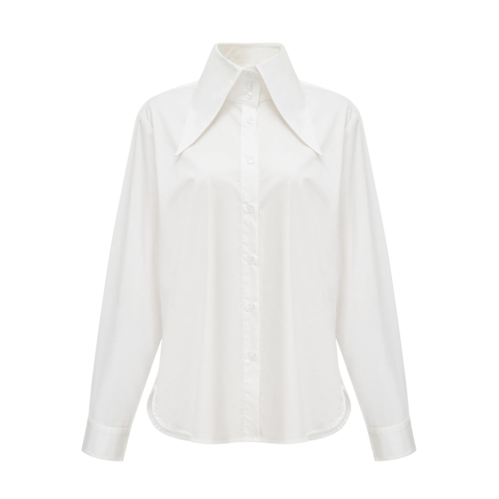 Solène white pointed-collar shirt