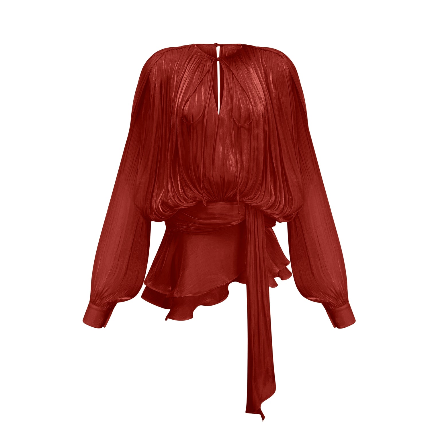Eugénie Red Fully Pleated Ruffled Mini Dress