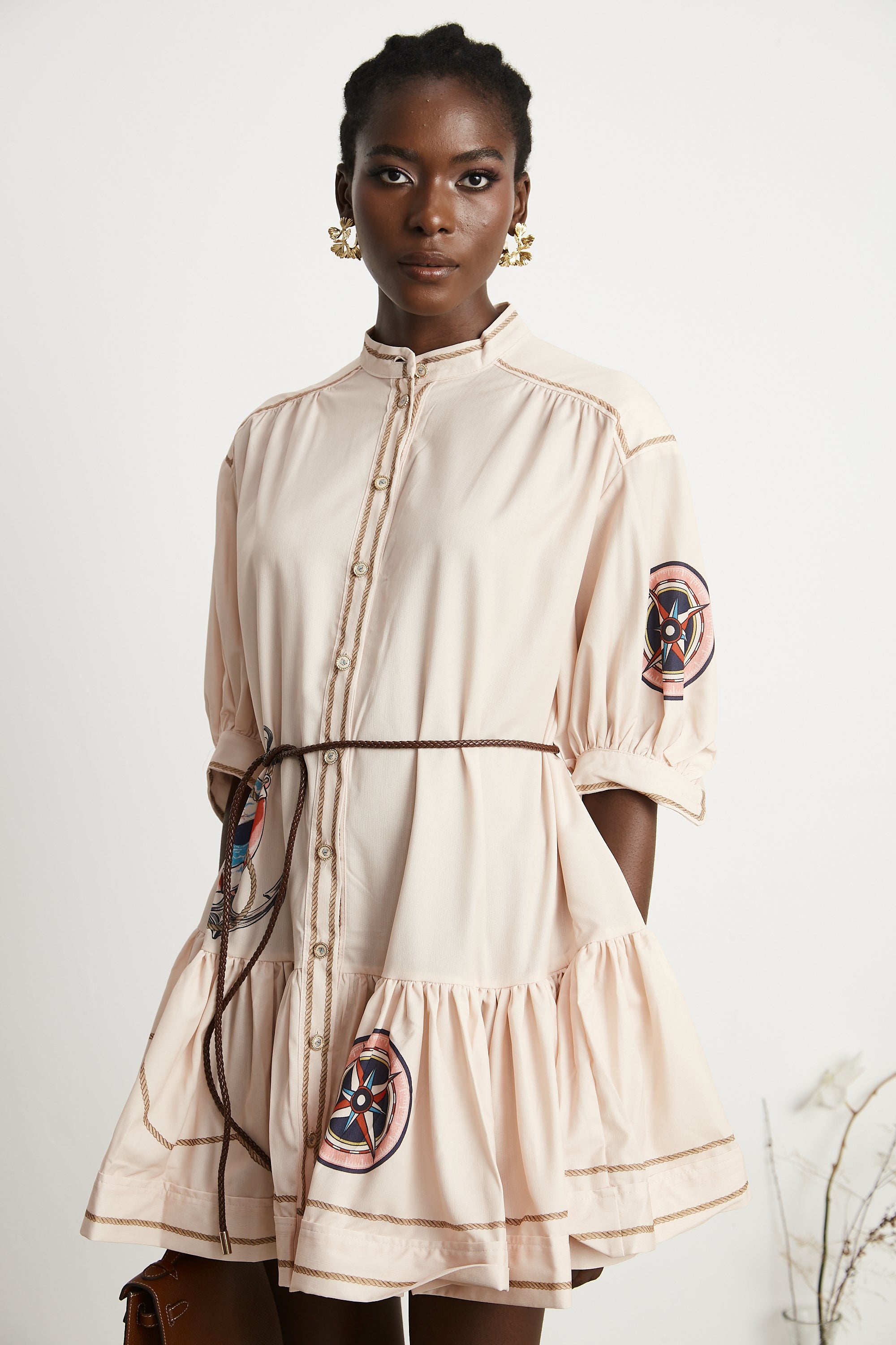 Béatrice flared pleated mini dress