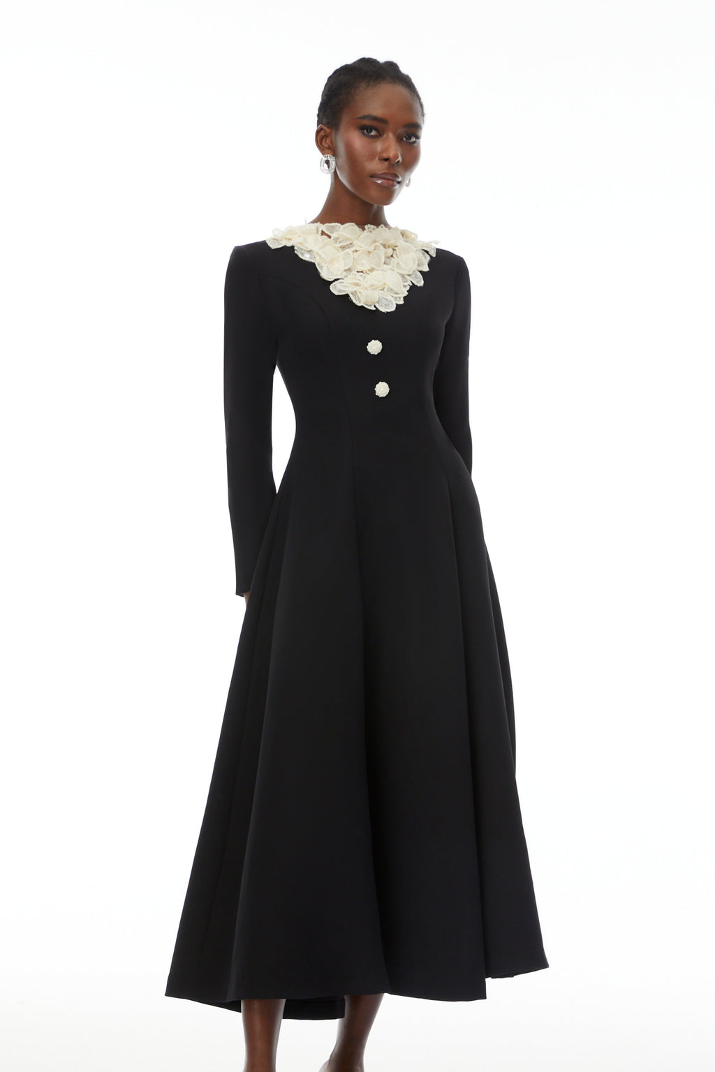 Greta Color Block Sequin 3D Petal Midi Dress