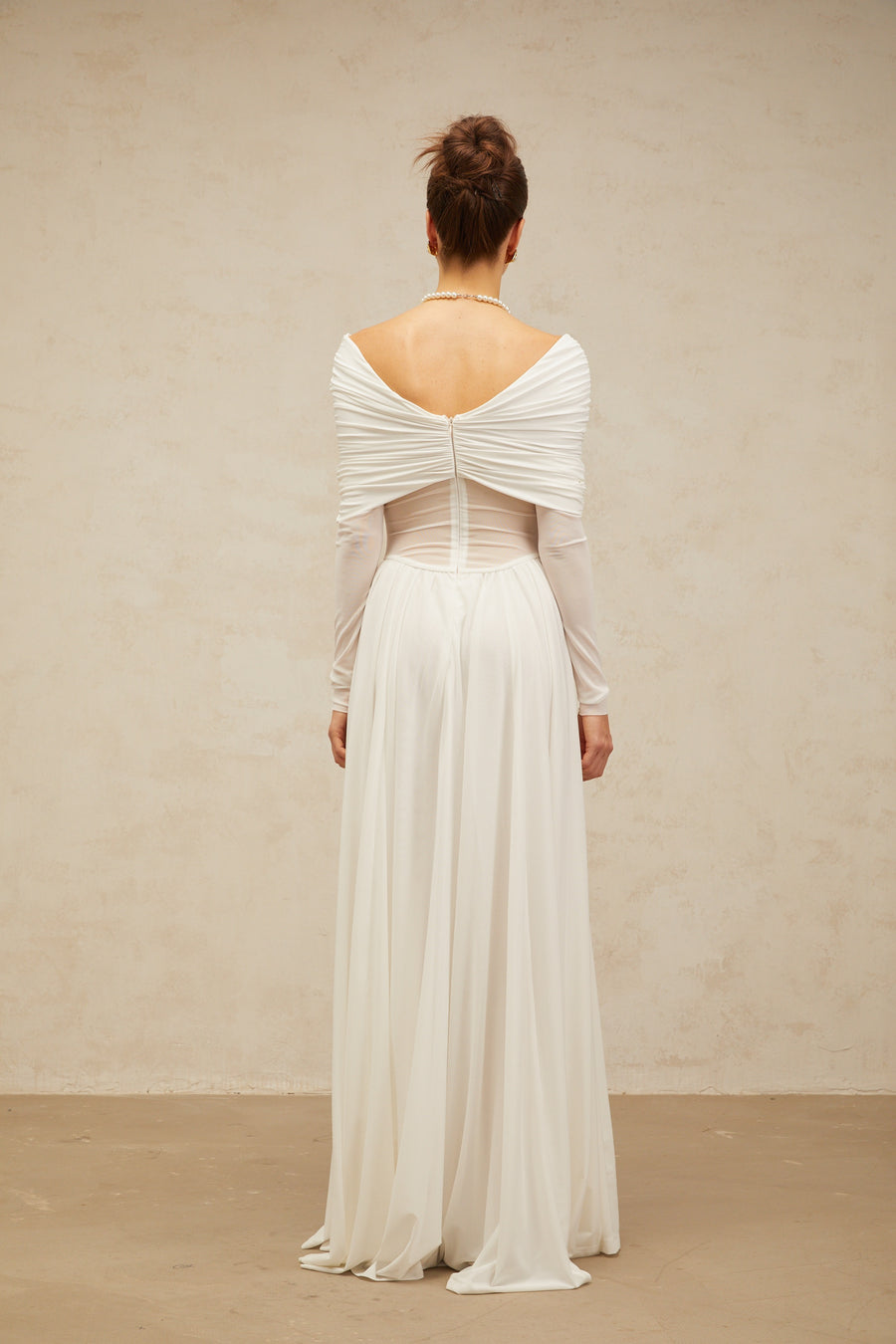 Vérane White Draped-detail Ruched Maxi Dress