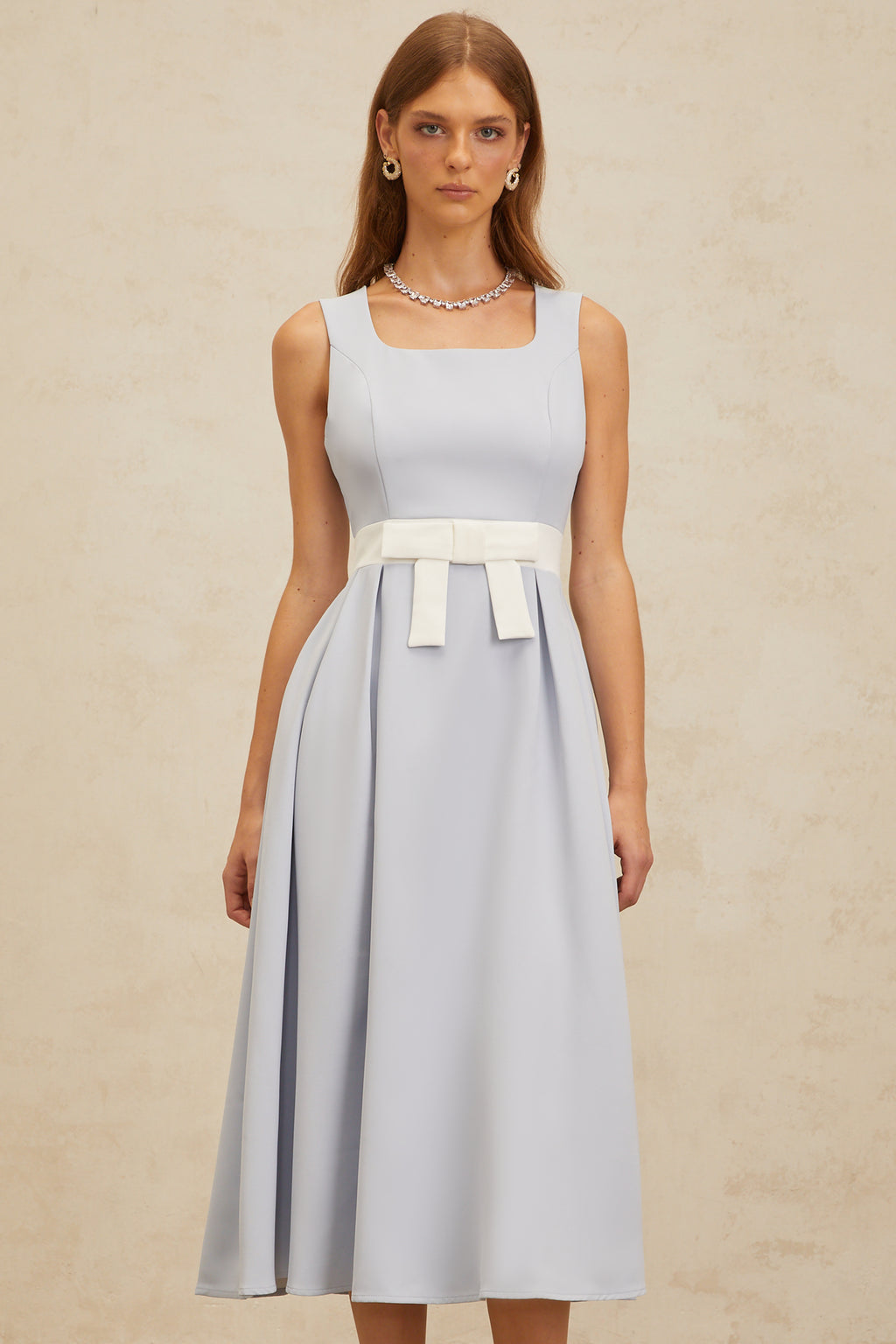 Diane Blue Bowknot Formal Midi Dress