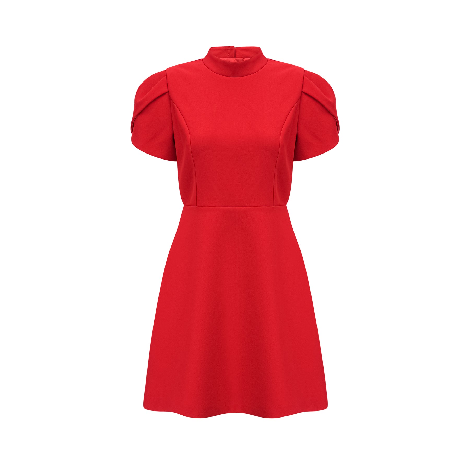 Anna red petal-sleeve cut-out bow mini dress