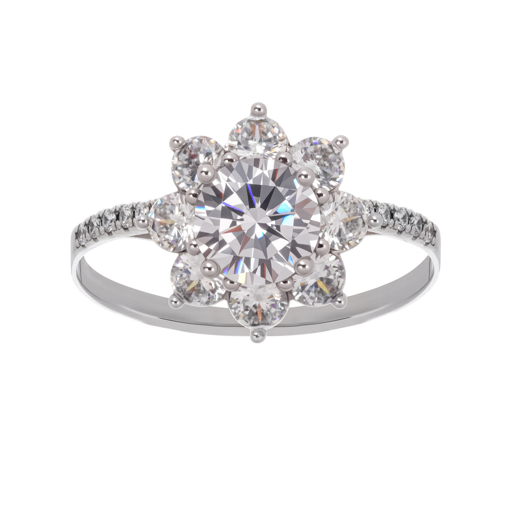 Émilie Sterling Silver Flower Shaped Zircon Gemstone Ring