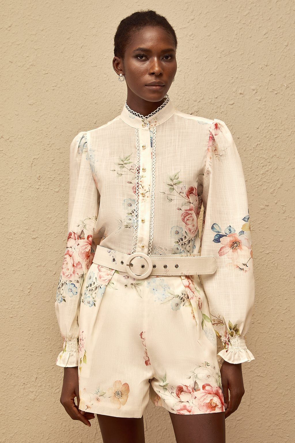 Ambre White Floral Print Shirt & Shorts Set (Final Sale-US Only)