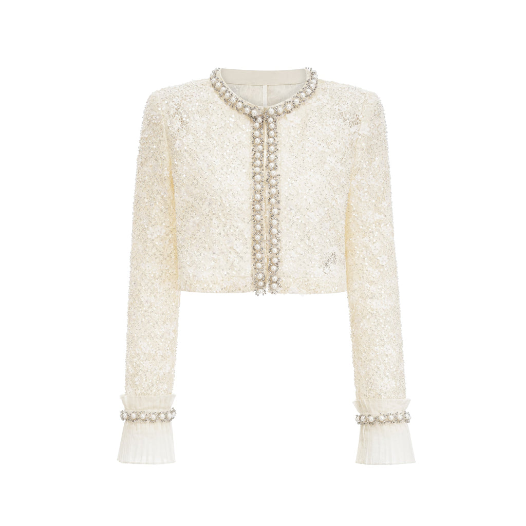 Madeleine floral faux-pearl trim jacket