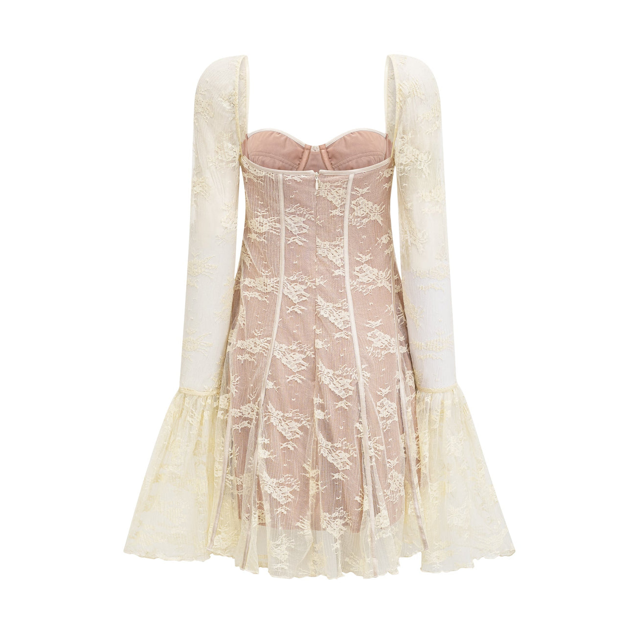 Cyrielle cream-white flared-cuff long-sleeved dress