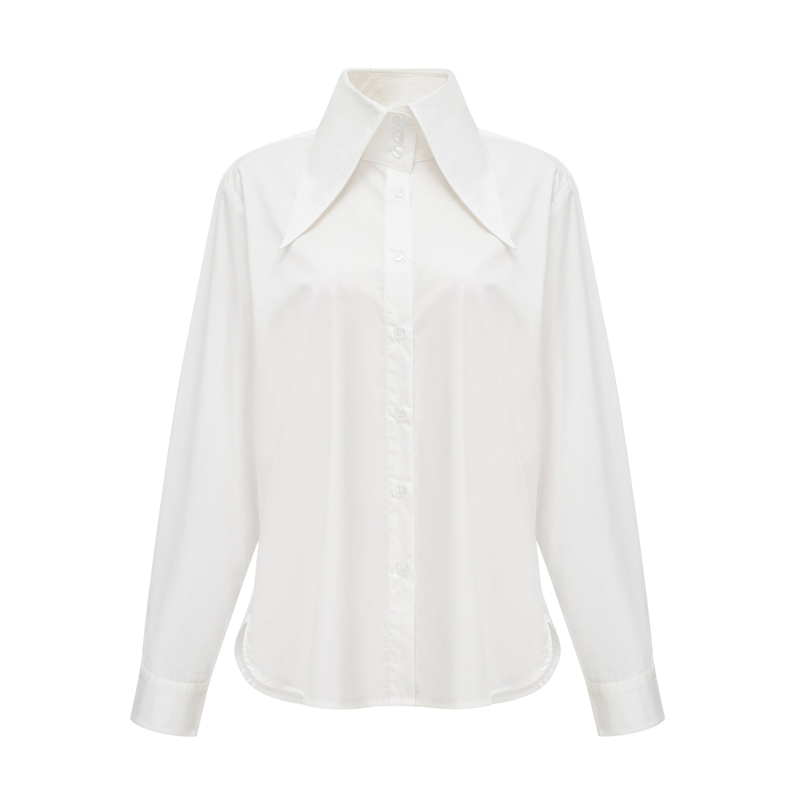 Solène white pointed-collar shirt